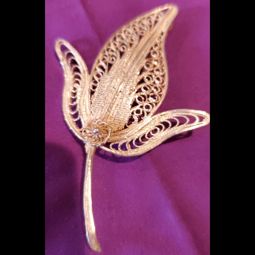 Ss Vintage Brouch Leaf - Gem